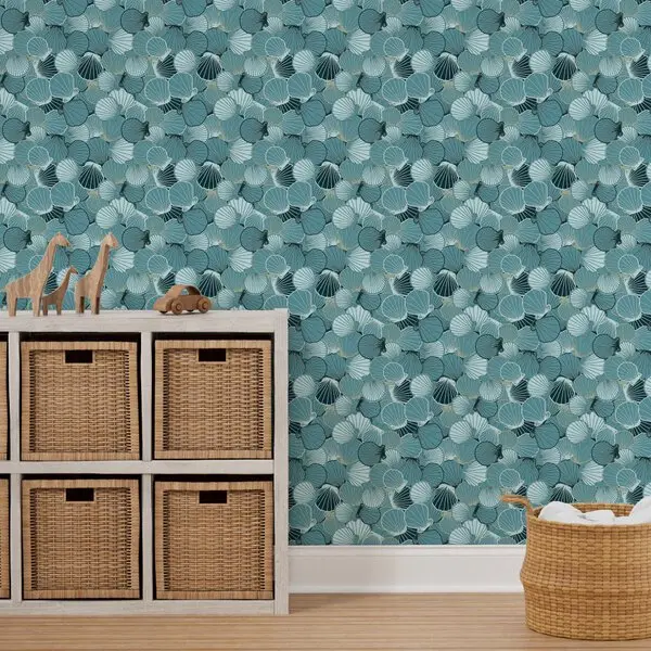 Spoonflower Seashells Ocean Mollusks Beach Coastal Shell Custom Pre-pasted Wallpaper