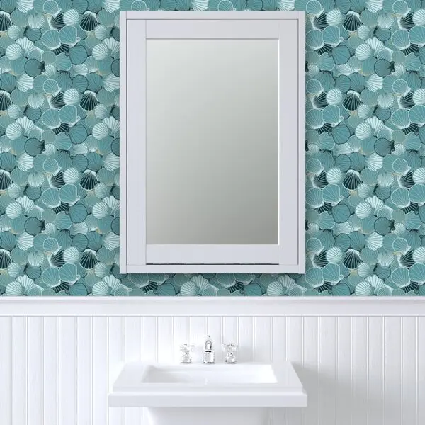 Spoonflower Seashells Ocean Mollusks Beach Coastal Shell Custom Pre-pasted Wallpaper