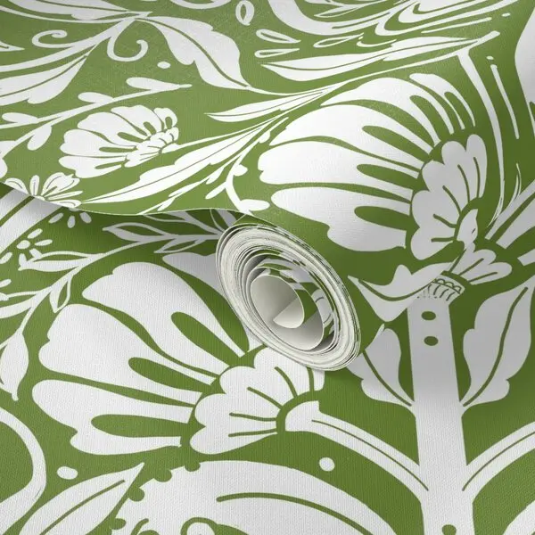 Spoonflower Nature Victorian Wallpaper Art Deco Summer Custom Pre-pasted Wallpaper