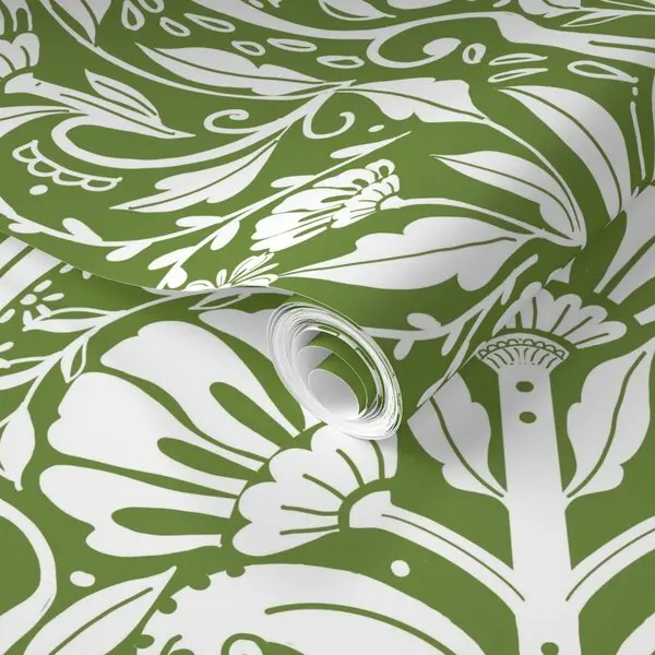 Spoonflower Nature Victorian Wallpaper Art Deco Summer Custom Pre-pasted Wallpaper