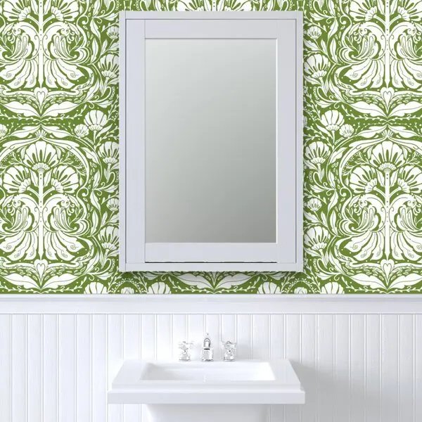 Spoonflower Nature Victorian Wallpaper Art Deco Summer Custom Pre-pasted Wallpaper