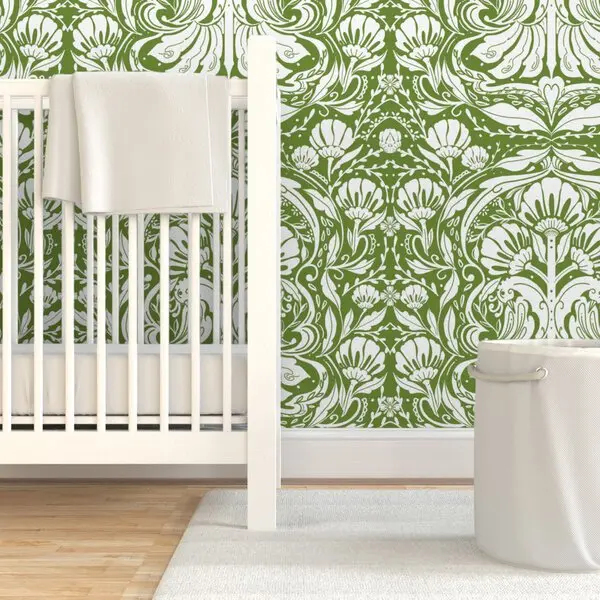 Spoonflower Nature Victorian Wallpaper Art Deco Summer Custom Pre-pasted Wallpaper