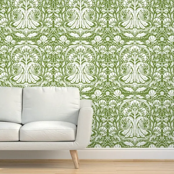 Spoonflower Nature Victorian Wallpaper Art Deco Summer Custom Pre-pasted Wallpaper