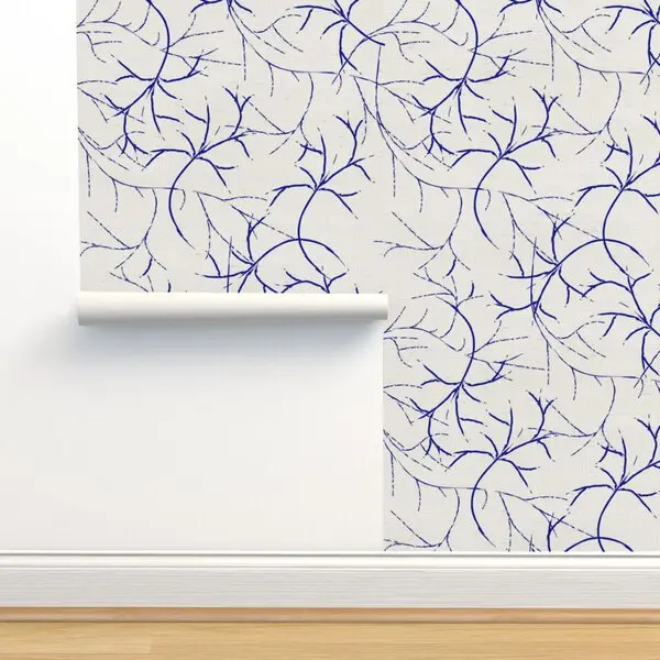 Spoonflower Ink Branches 100% Natural Sisal Grasscloth Wallcovering