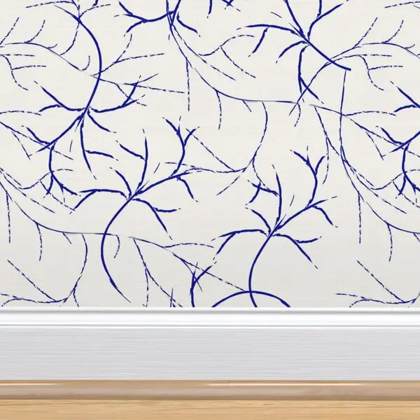 Spoonflower Ink Branches 100% Natural Sisal Grasscloth Wallcovering