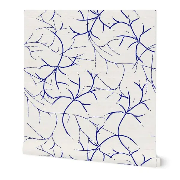 Spoonflower Ink Branches 100% Natural Sisal Grasscloth Wallcovering