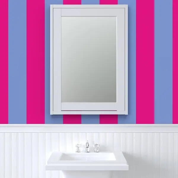 Spoonflower Bright Retro Stripes Fun Groovy Hot Neon Custom Pre-pasted Wallpaper