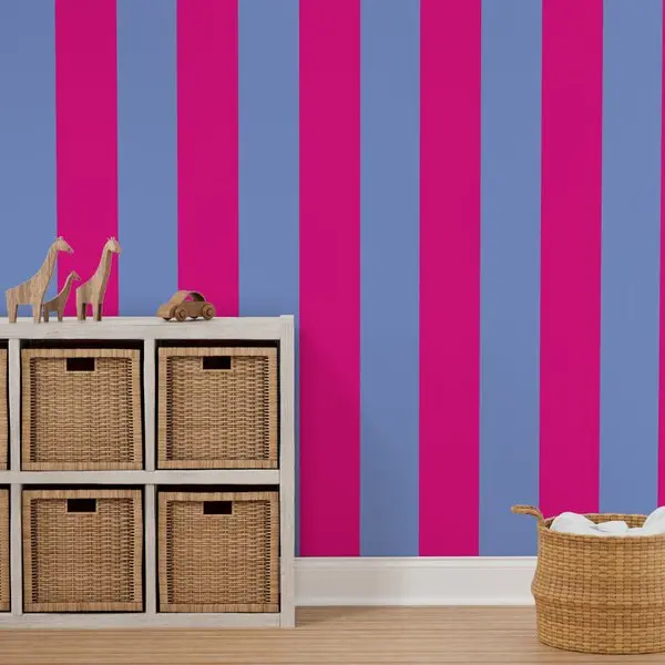 Spoonflower Bright Retro Stripes Fun Groovy Hot Neon Custom Pre-pasted Wallpaper