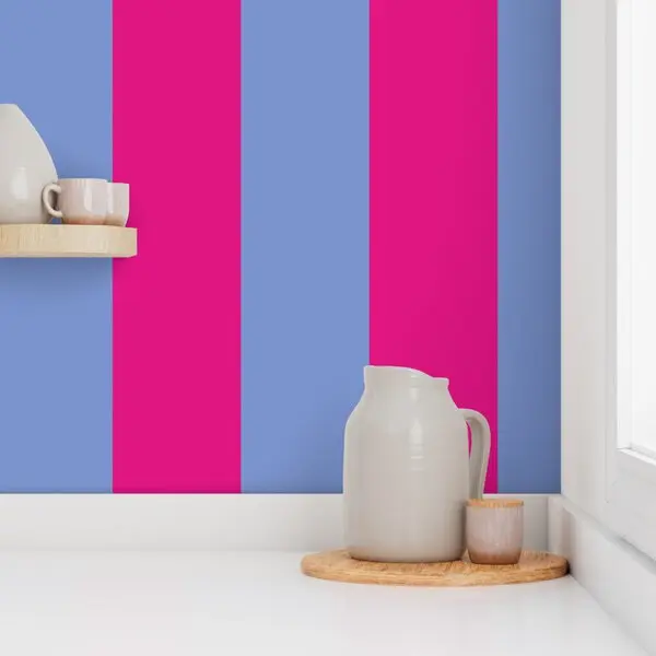 Spoonflower Bright Retro Stripes Fun Groovy Hot Neon Custom Pre-pasted Wallpaper