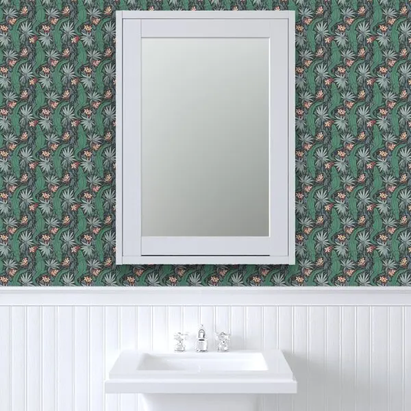 Spoonflower Colorful Crocodile Alligator Reptile Custom Pre-pasted Wallpaper - Green