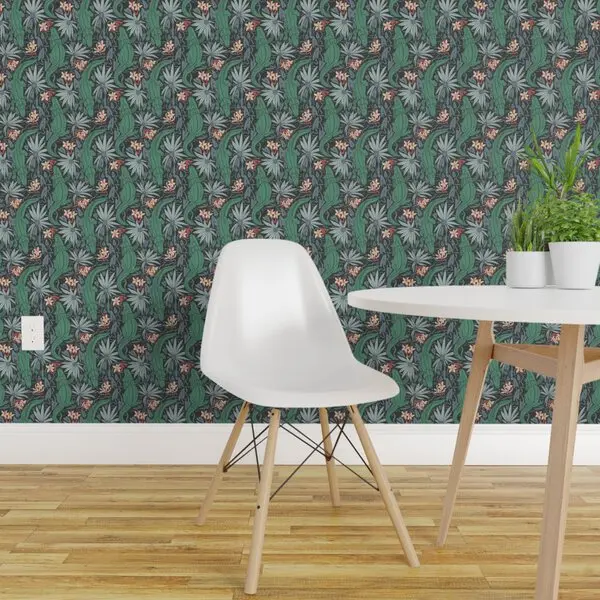 Spoonflower Colorful Crocodile Alligator Reptile Custom Pre-pasted Wallpaper - Green