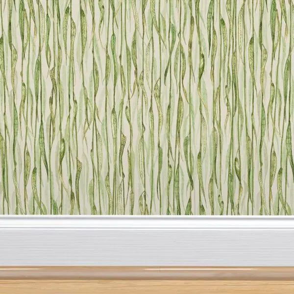 Spoonflower Weeping Willow Tree Leaves On Cream Eggshell Ivory 100% Natural Sisal Grasscloth Wallcovering