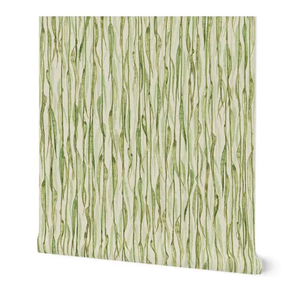 Spoonflower Weeping Willow Tree Leaves On Cream Eggshell Ivory 100% Natural Sisal Grasscloth Wallcovering