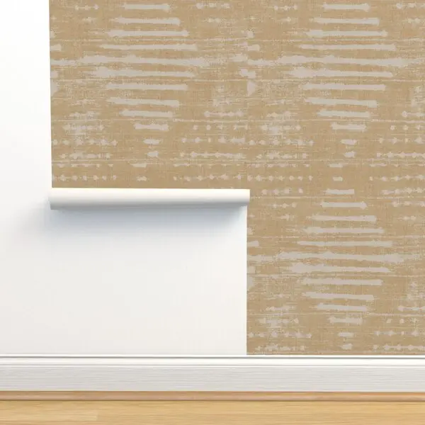 Spoonflower Kufi Sand Large 100% Natural Sisal Grasscloth Wallcovering - Beige,white,brown