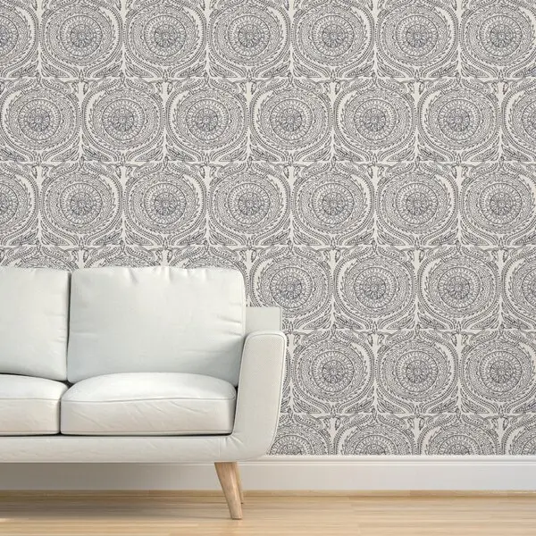 Spoonflower Sundial Mandala 100% Natural Sisal Grasscloth Wallcovering