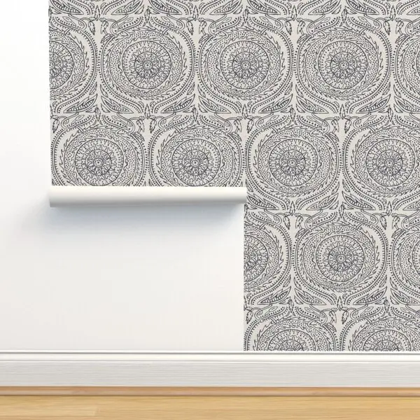 Spoonflower Sundial Mandala 100% Natural Sisal Grasscloth Wallcovering