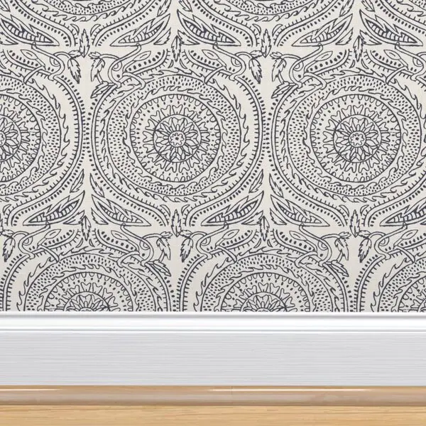 Spoonflower Sundial Mandala 100% Natural Sisal Grasscloth Wallcovering