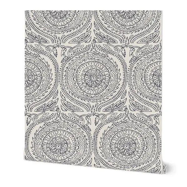 Spoonflower Sundial Mandala 100% Natural Sisal Grasscloth Wallcovering