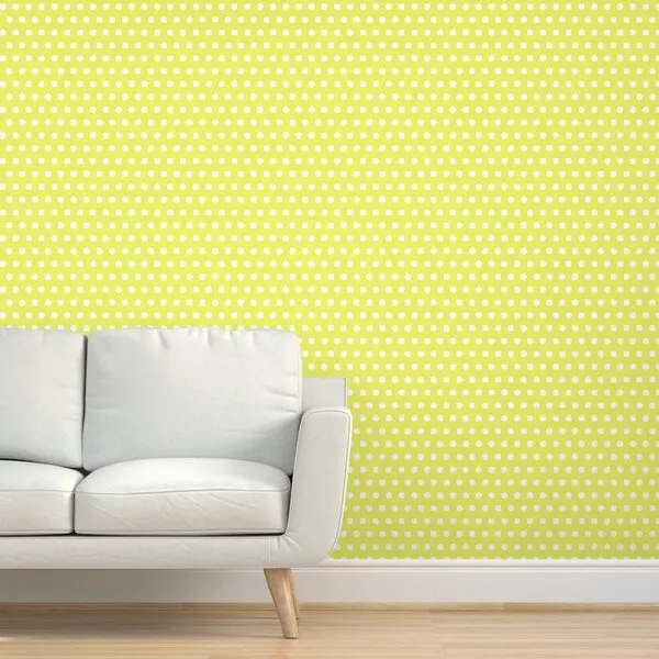 Spoonflower Bright Retro Neon Doll Fashion Playhouse Custom Pre-pasted Wallpaper - Yellow