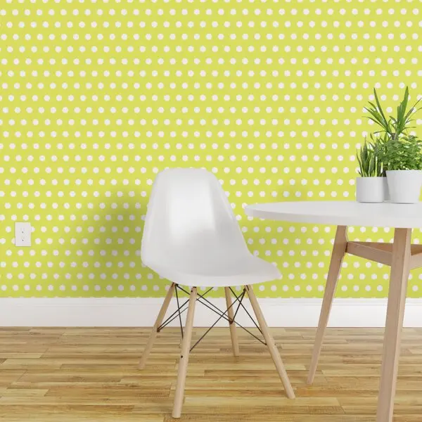 Spoonflower Bright Retro Neon Doll Fashion Playhouse Custom Pre-pasted Wallpaper - Yellow