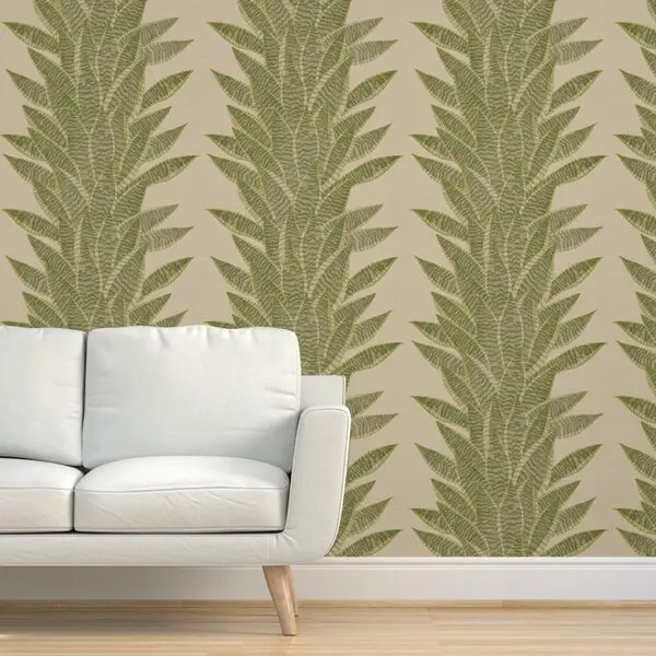 Spoonflower Sansevieria 100% Natural Sisal Grasscloth Wallcovering