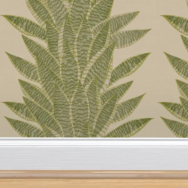 Spoonflower Sansevieria 100% Natural Sisal Grasscloth Wallcovering