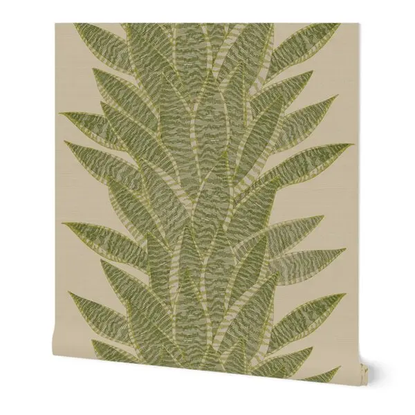 Spoonflower Sansevieria 100% Natural Sisal Grasscloth Wallcovering