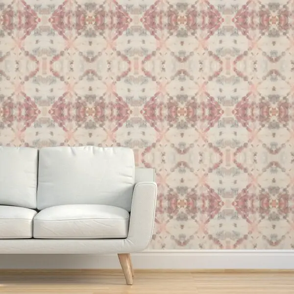 Spoonflower Water Strokes Peach Michelle Mathis 100% Natural Sisal Grasscloth Wallcovering