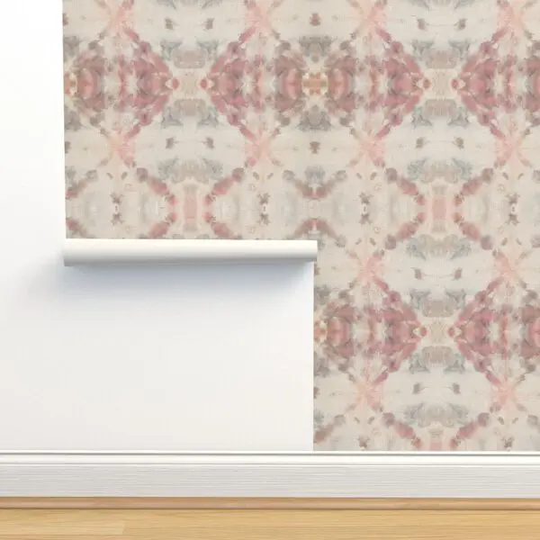 Spoonflower Water Strokes Peach Michelle Mathis 100% Natural Sisal Grasscloth Wallcovering