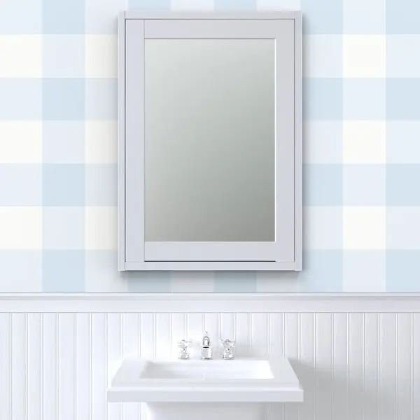 Spoonflower Gingham Check Classic Buffalo Plaid 6 Inch Custom Pre-pasted Wallpaper - Blue