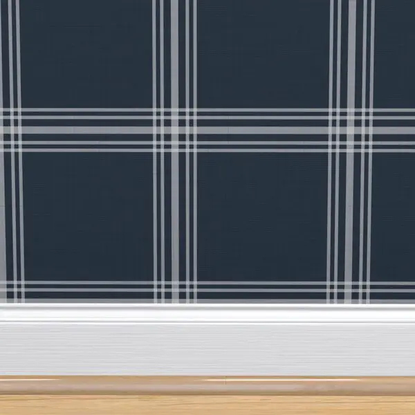 Spoonflower Windowpane Plaid Navy 100% Natural Sisal Grasscloth Wallcovering