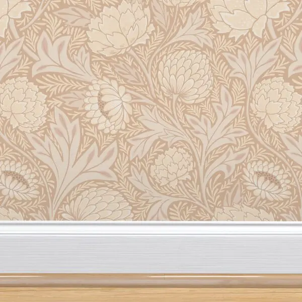Spoonflower Countryside Garden Ivory 100% Natural Sisal Grasscloth Wallcovering - Pink,brown,beige