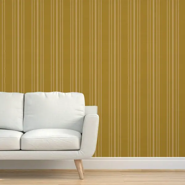 Spoonflower Sunbow Multi Stripe Marigold 100% Natural Sisal Grasscloth Wallcovering