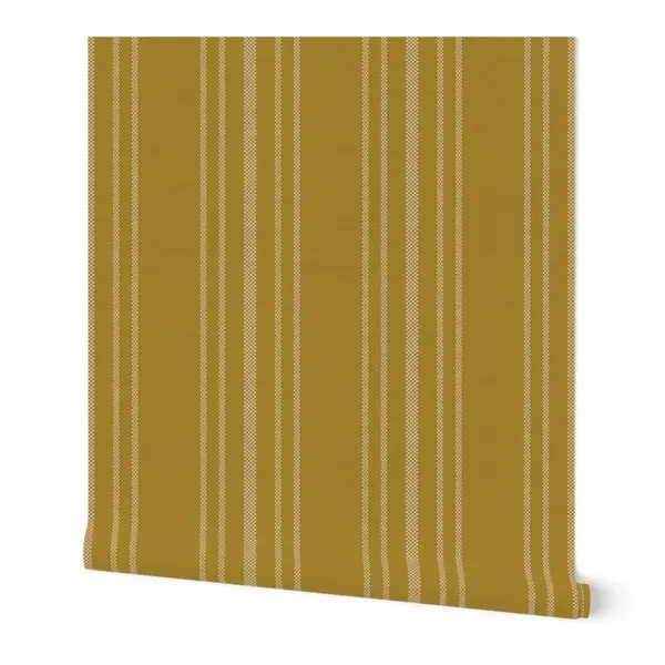 Spoonflower Sunbow Multi Stripe Marigold 100% Natural Sisal Grasscloth Wallcovering