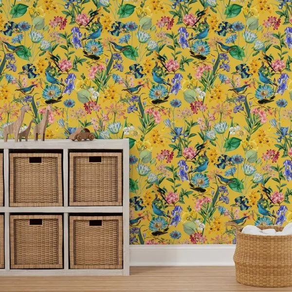Spoonflower Rainforest Jungle Hand Drawn Botanical Custom Pre-pasted Wallpaper