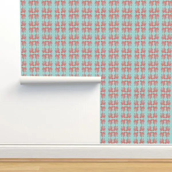 Spoonflower Coral Reefs 100% Natural Sisal Grasscloth Wallcovering