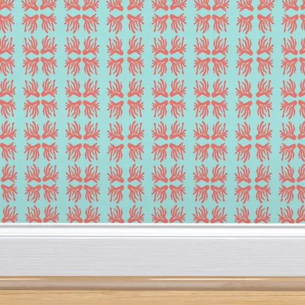 Spoonflower Coral Reefs 100% Natural Sisal Grasscloth Wallcovering