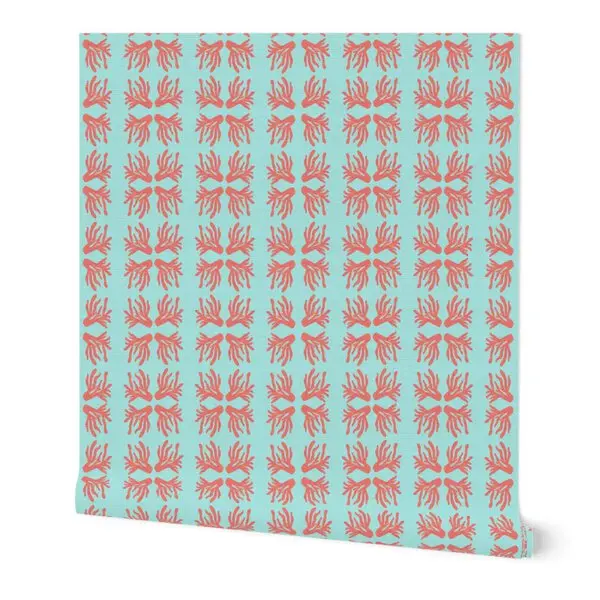 Spoonflower Coral Reefs 100% Natural Sisal Grasscloth Wallcovering