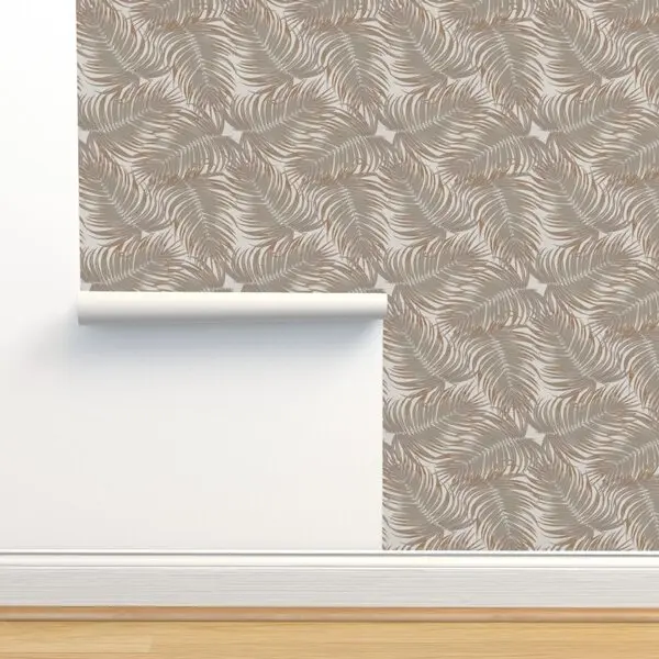 Spoonflower Tropical Vibes Beige 100% Natural Sisal Grasscloth Wallcovering