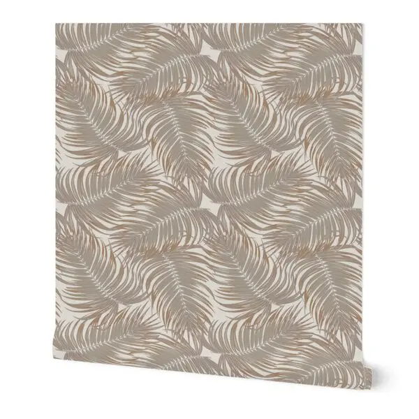 Spoonflower Tropical Vibes Beige 100% Natural Sisal Grasscloth Wallcovering