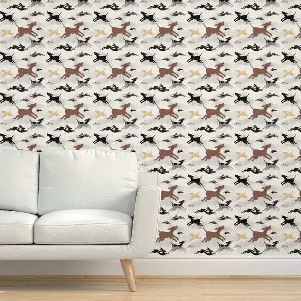 Spoonflower Free Puppies 100% Natural Sisal Grasscloth Wallcovering