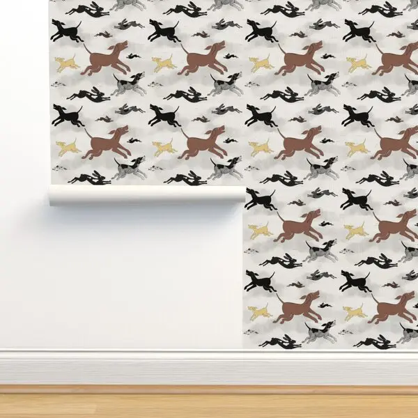 Spoonflower Free Puppies 100% Natural Sisal Grasscloth Wallcovering