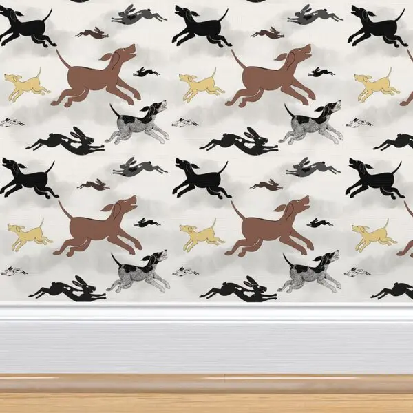 Spoonflower Free Puppies 100% Natural Sisal Grasscloth Wallcovering