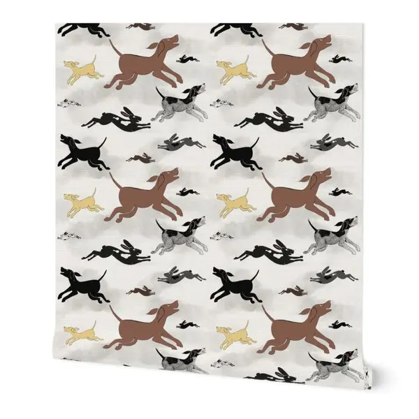Spoonflower Free Puppies 100% Natural Sisal Grasscloth Wallcovering