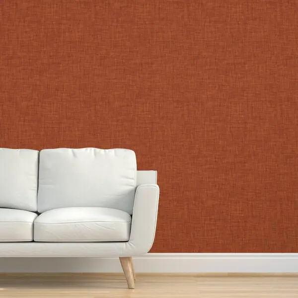 Spoonflower Burnt Orange 100% Natural Sisal Grasscloth Wallcovering - Brown,red