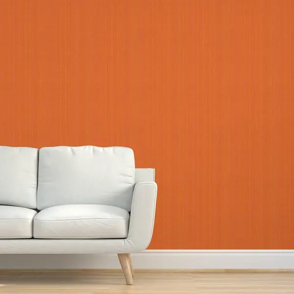 Spoonflower Beaded Mini Stripe Papaya Orange 100% Natural Sisal Grasscloth Wallcovering