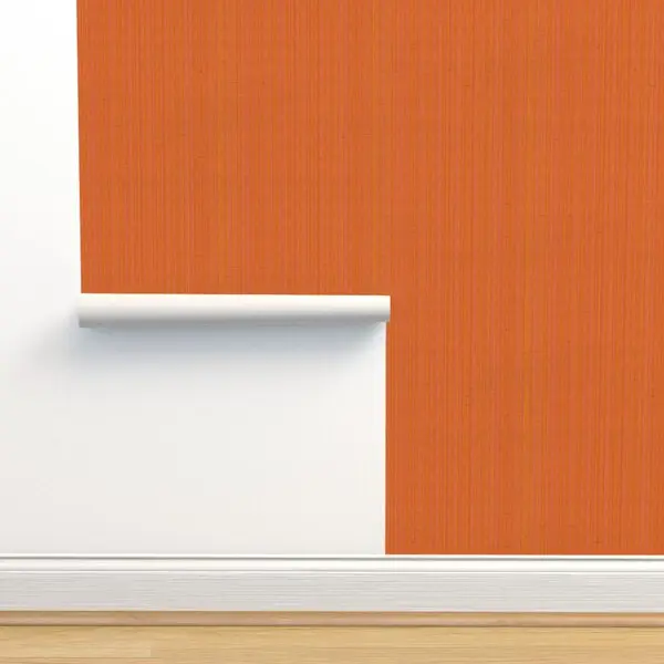 Spoonflower Beaded Mini Stripe Papaya Orange 100% Natural Sisal Grasscloth Wallcovering