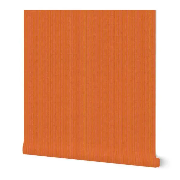 Spoonflower Beaded Mini Stripe Papaya Orange 100% Natural Sisal Grasscloth Wallcovering