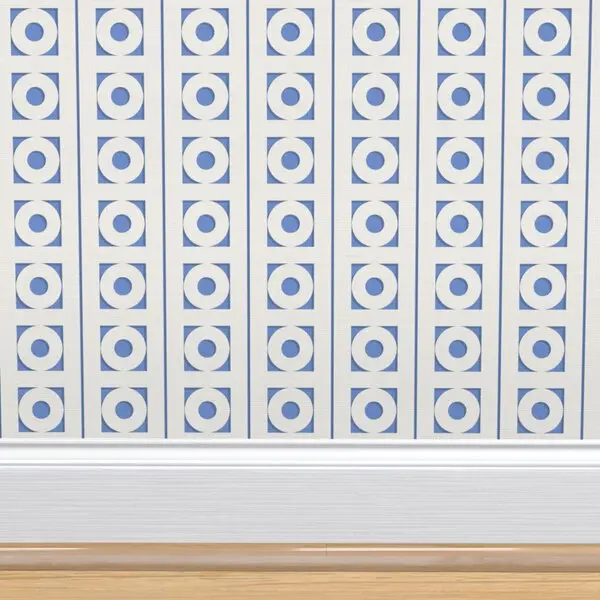 Spoonflower Blue Circle Trim 100% Natural Sisal Grasscloth Wallcovering