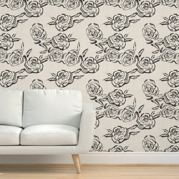 Spoonflower Rosa Light 100% Natural Sisal Grasscloth Wallcovering